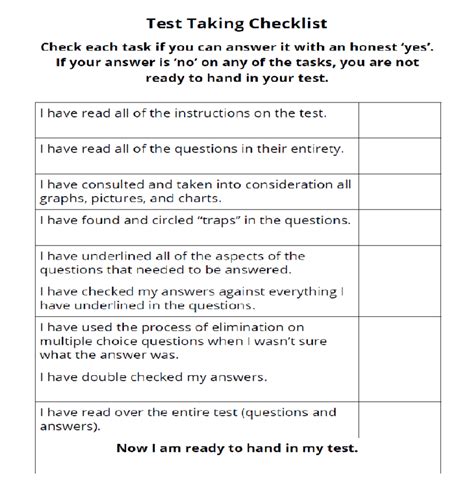 Test Taking Checklist Download Scientific Diagram