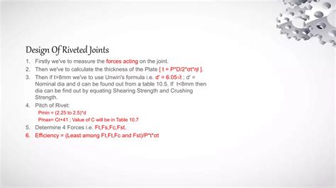 Design And Analysis Of Riveted Joints Pptx