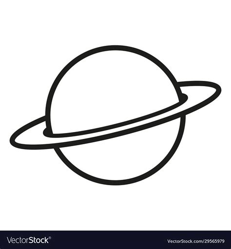 Black Outline Icon Saturn Planet Royalty Free Vector Image