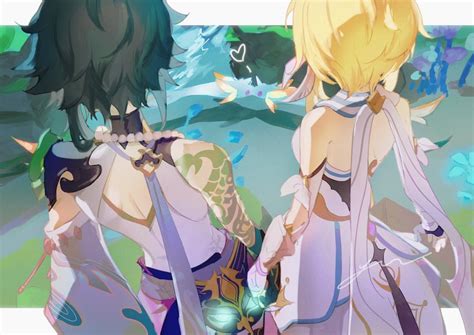 Lumine And Xiao Genshin Impact Drawn By Yuni Oyu Ni Danbooru