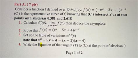 Solved Part A Pts Consider A Function F Defined Over Chegg