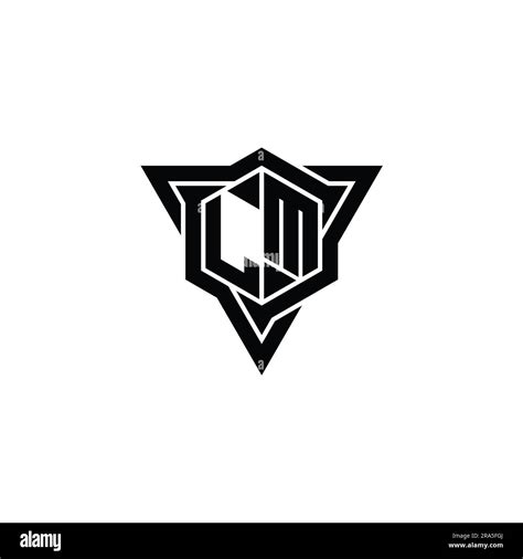LM Letter Logo Monogram Hexagon Shape With Triangle Outline Sharp Slice Style Design Template
