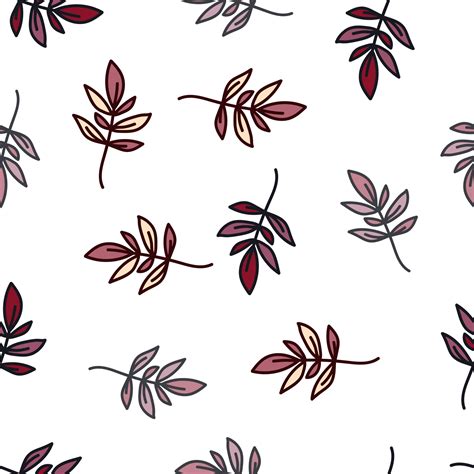 Cute Outline Leaves Seamless Pattern Simple Leaf Wallpaper Botanical Floral Background
