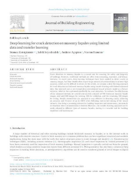 Deep Learning For Crack Detection On Masonry Façades Using Limited Data And Transfer Learning