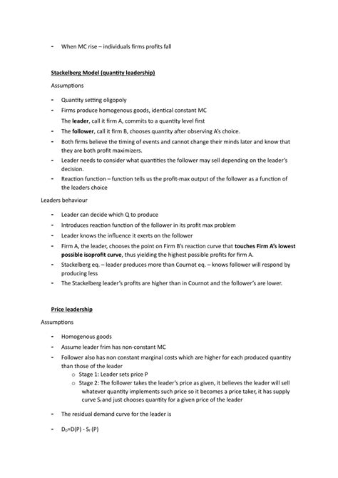Microeconomics Revision Notes Ec500 Microeconomics Kent Thinkswap
