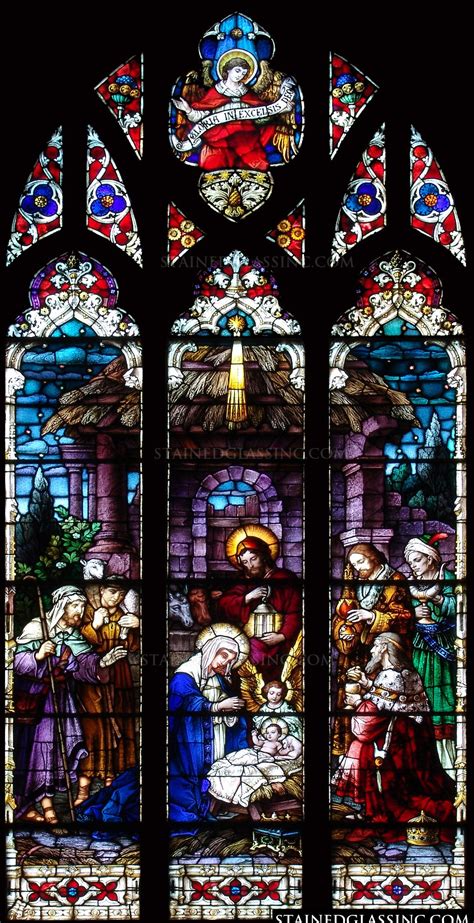 Gorgeous Nativity Religious Stained Glass Window