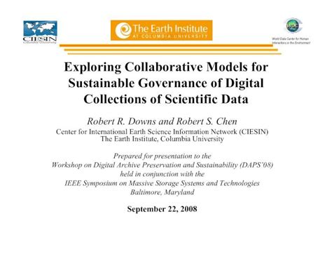 Pdf Exploring Collaborative Models For Sustainable Governance Of Sedac Long Term Archive