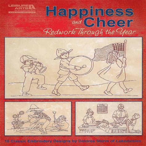 Leisure Arts Happiness And Cheer Redwork Thru Yearbk
