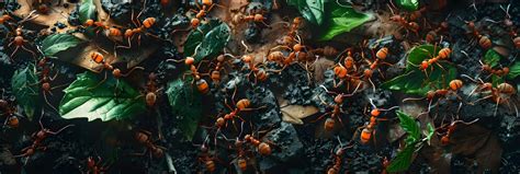 Closeup Of Busy Ant Colony Displaying Cooperative Behavior And Teamwork In Natural Habitat