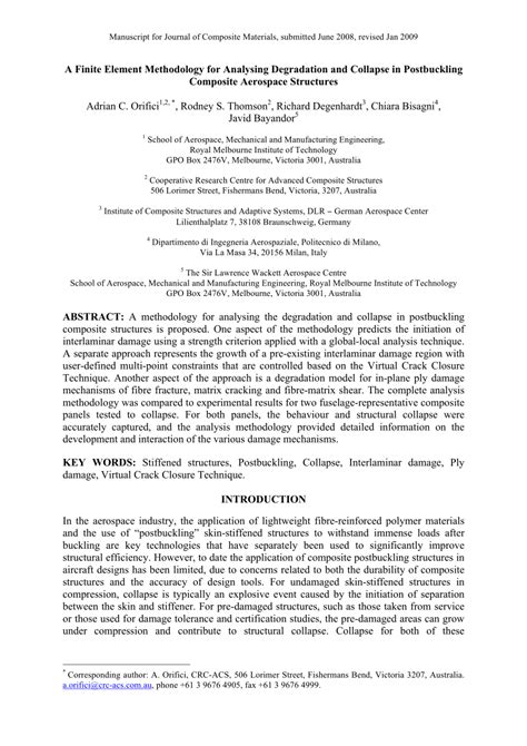 Pdf A Finite Element Methodology For Analysing Degradation And Collapse In Postbuckling