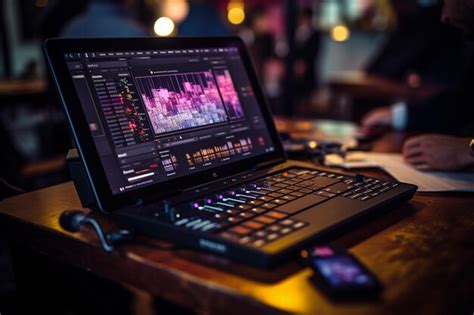 Premium Photo Tablet In A Video Editing Suite With Editing Software