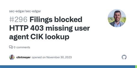 Filings Blocked 403 Missing User Agent Cik Lookup · Issue 296