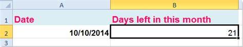 How To Calculate Days Left In Month Or Year In Excel