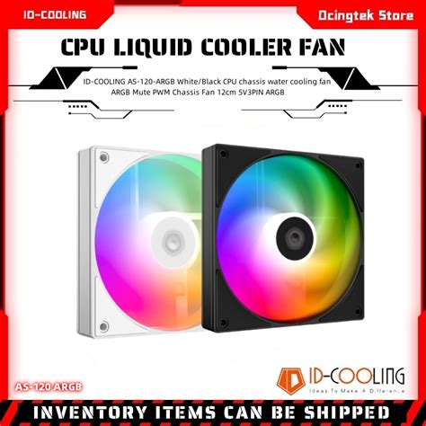 Id Cooling As 120 Argb White Black Cpu Chassis Water Cooling Fan Argb Mute Pwm Chassis Fan 12cm