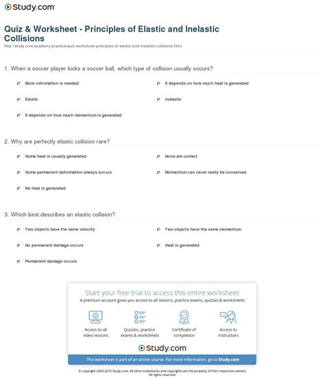 Quiz Worksheet Principles Of Elastic And Inelastic — Db