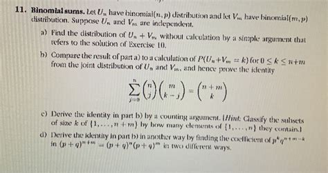 11 Binomial Sums Let U Have Binomial17