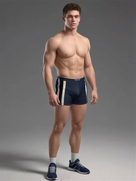 Realistic High School Wrestler Muscle Nerd Guy Realistic Protruding