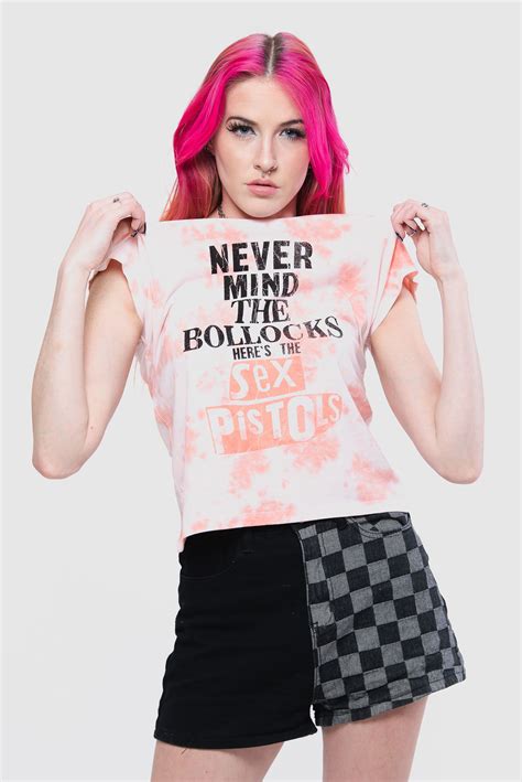T Shirts Never Mind Dye Wash Crop Top Sex Pistols