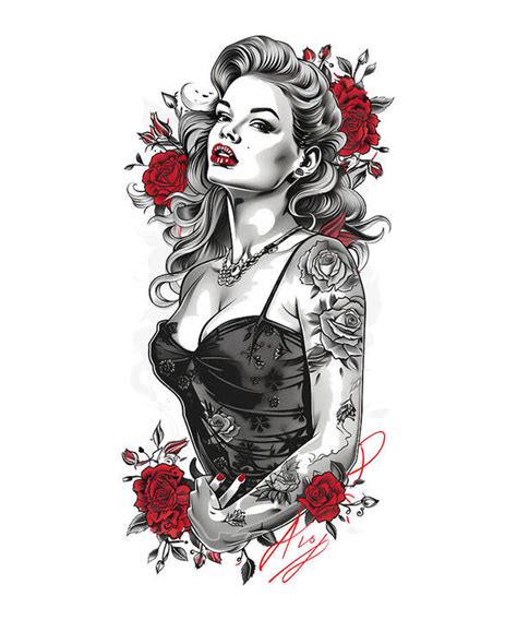 Gangster Pin Up Girl Tattoo Designs 750x650