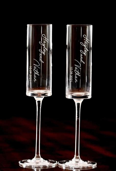 Personalized Modern Champagne Flutes Wedding Flutes T For The