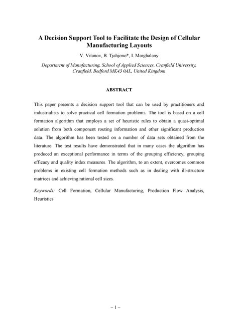 A Decision Support Tool To Facilitate Th A Decision Support Tool To Facilitate The Design Of