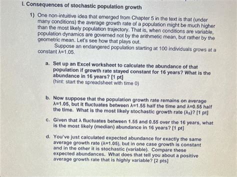 Solved Sonsequences Of Stochastic Population Growth 1 One
