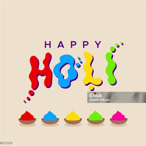 해피 홀리 컬러 스테인 레터링 굴랄 그릇 벡터 일러스트 레이 션 평면 디자인 Holika Dahan에 대한 스톡 벡터 아트 및 기타 이미지 Holika Dahan 강황