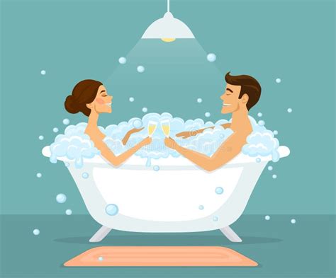 Couple Enjoying A Romantic Bath Stock Vector Illustration Of Husband