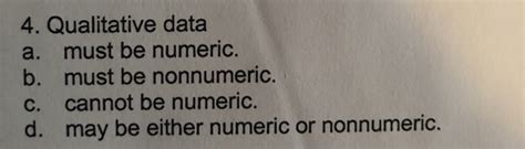 solved 4 qualitative data a must be numeric b must be