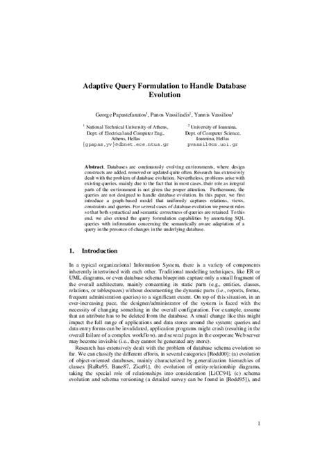 Pdf 1 Adaptive Query Formulation To Handle Database Evolution