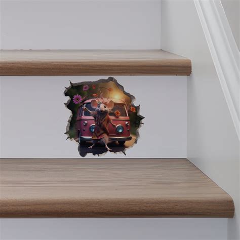 Hippie Girl Mouse In Mouse Hole Decal Mouse Hole 3d Wall Sticker My