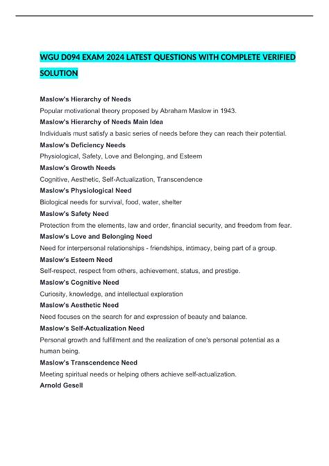 Wgu D094 Exam 2024 Latest Questions With Complete Verified Solution