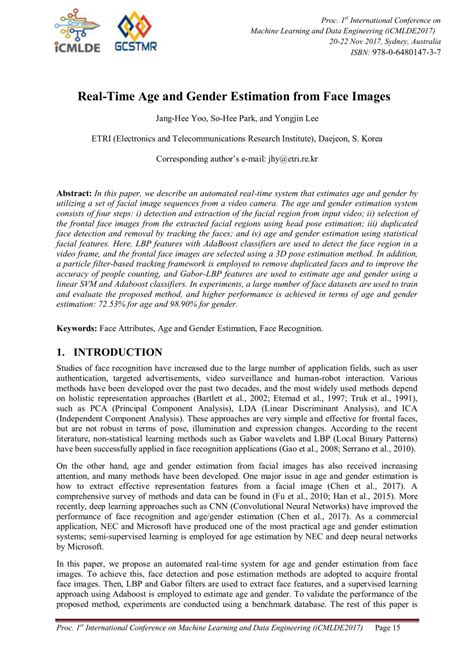 Pdf Real Time Age And Gender Estimation From Face Images