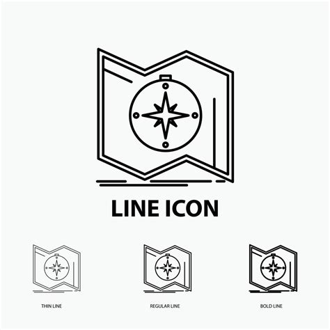 Direction Explore Map Navigate Navigation Icon In Thin Regular And Bold Line Style Vector