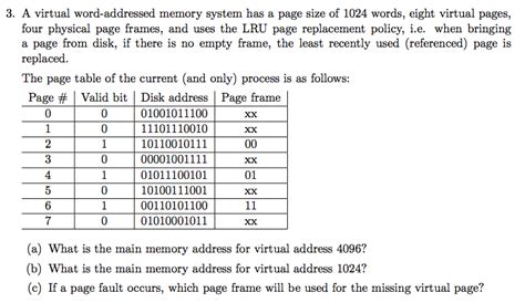 Solved A Virtual Word Addressed Memory System Has A Page