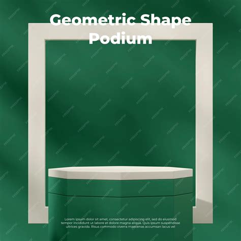 Бело зеленый подиум в квадрате с белой рамкой и зеленой стеной 3d рендеринга сцены макета