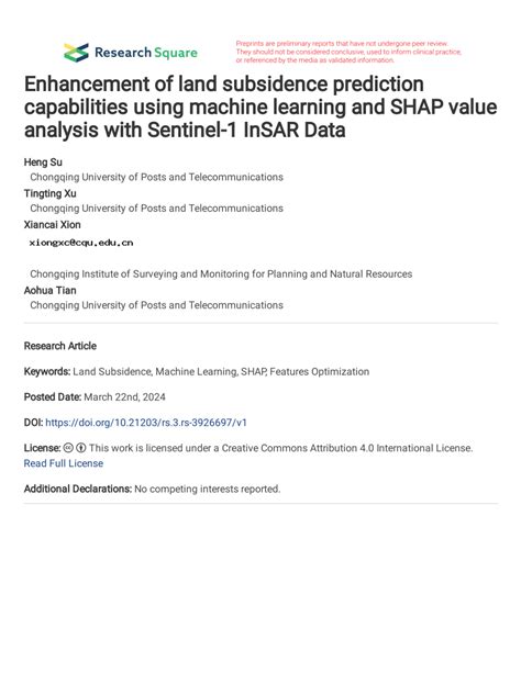 Pdf Enhancement Of Land Subsidence Prediction Capabilities Using Machine Learning And Shap
