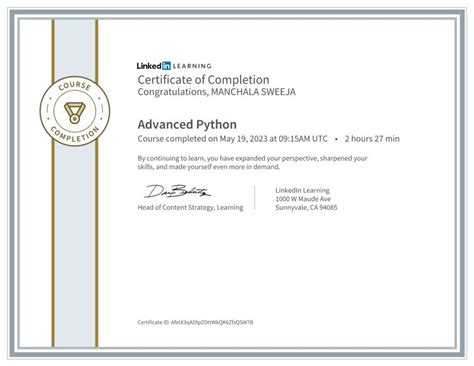 Just Finished The Course “advanced Python” By Joe Marini Manchala Sweeja