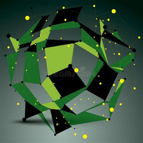 Asymmetric 3d Vector Abstract Construction With Yellow Connected Stock Vector Illustration Of