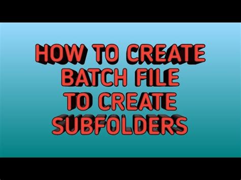 BatchFile To Create Folders With Subfolders By SQL By SQL Training