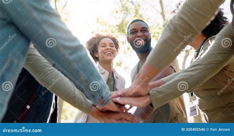 Hands People And Volunteer For Environment Stack And Support For Motivation Teamwork And Eco