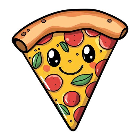 Happy Cheese Pizza With Olives Stock Vector Illustration Of Food