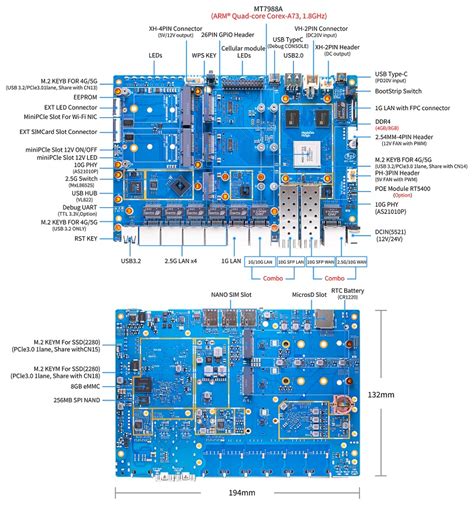 Banana Pi Bpi R4 Pro Wifi7 Router Board With Mediatek Mt7988a 8g Ram 8g Emmc 4x2 5g And 2x10g