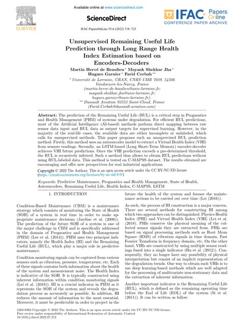 Pdf Unsupervised Remaining Useful Life Prediction Through Long Range