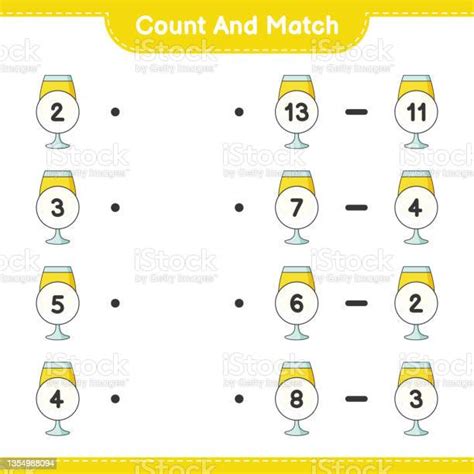 계산 및 일치 칵테일의 수를 계산하고 올바른 숫자와 일치합니다 교육 어린이 게임 인쇄 워크 시트 벡터 일러스트레이션 0명에 대한 스톡 벡터 아트 및 기타 이미지 Istock