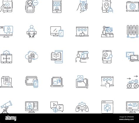 Intelligent Automation Line Icons Collection Robotics Digitalization Optimization Efficiency