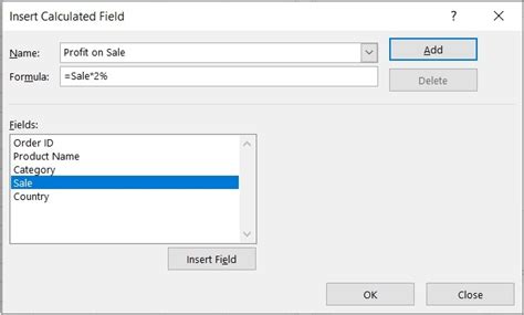 calculated fields excel pivot table advanced feature