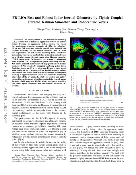 Pdf Fr Lio Fast And Robust Lidar Inertial Odometry By Tightly Coupled Iterated Kalman