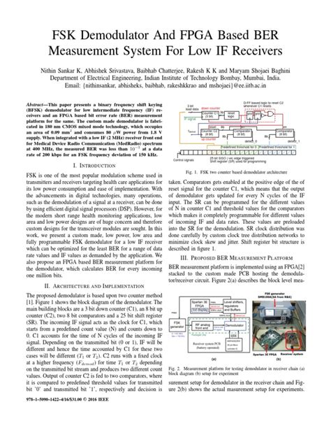 Fsk Demodulator And Fpga Based Ber Measurement System For Low If