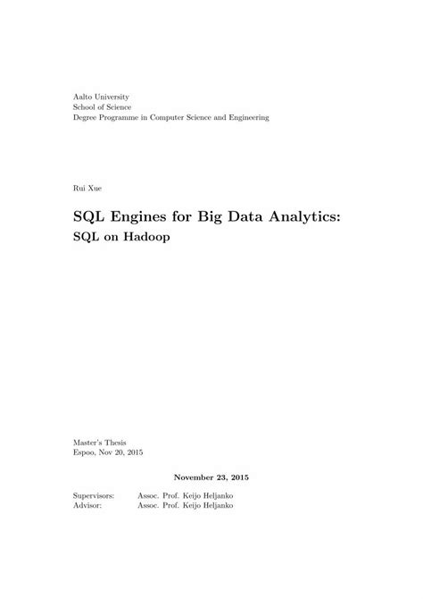 pdf sql engines for big data analytics sql on hadoop€¦ · data warehouse a copy of transaction